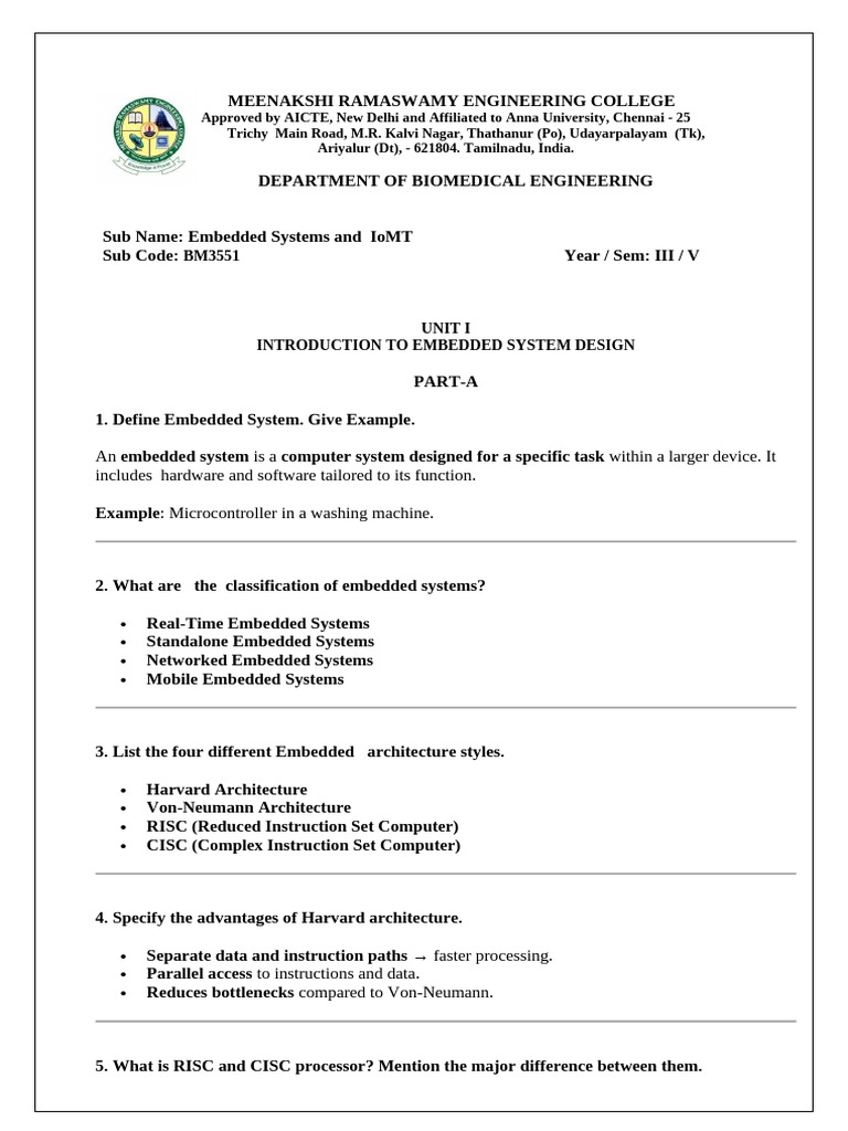 Embedded Systems and IoMT Overview | PDF | Bios | Input/Output