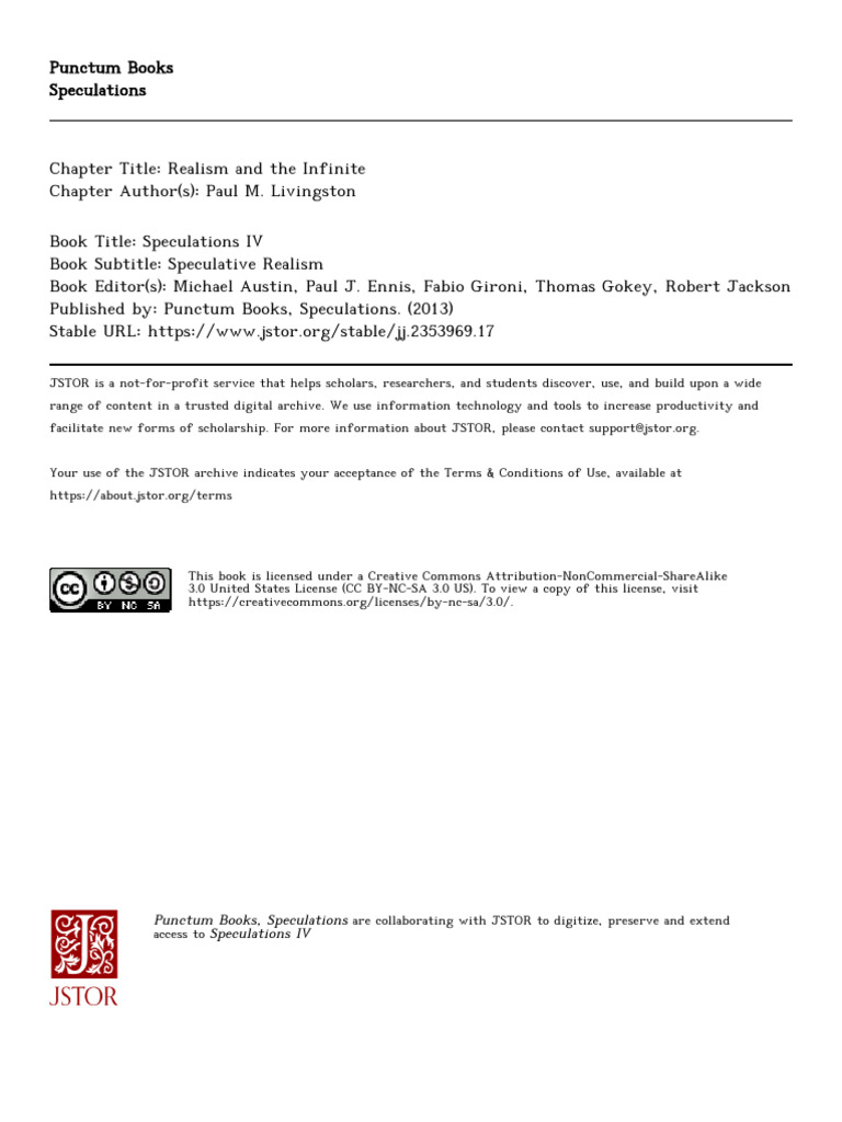 Livingston, Paul - Realism and The Infinite | PDF | Truth | Mathematical Logic