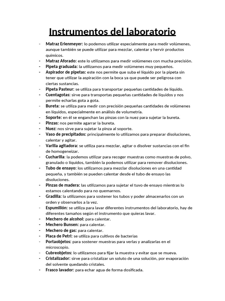 Instrumentos Del Laboratorio (Práctica 1) | PDF | Valoración | Química