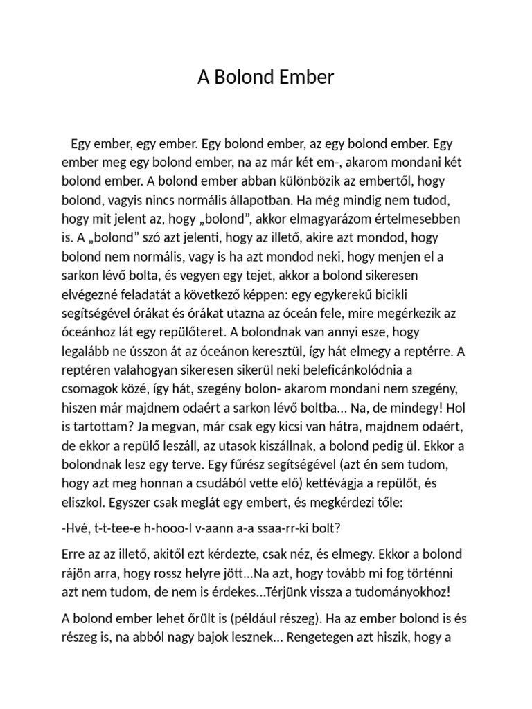A Bolond Ember | PDF