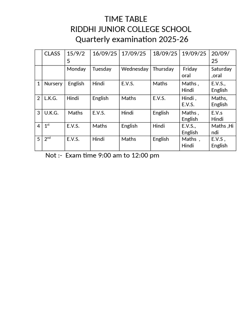 Time Table2025 | PDF