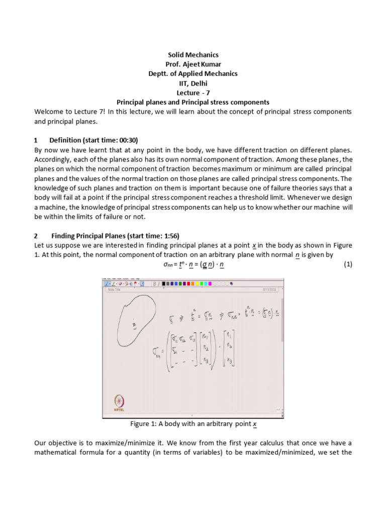 Lec 7 | PDF | Eigenvalues And Eigenvectors | Stress (Mechanics)