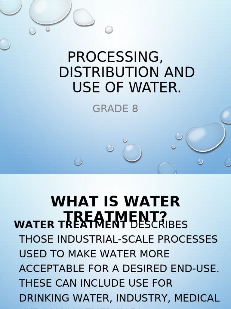 15 Processing Distribution and Use of Water | PDF | Water Purification ...