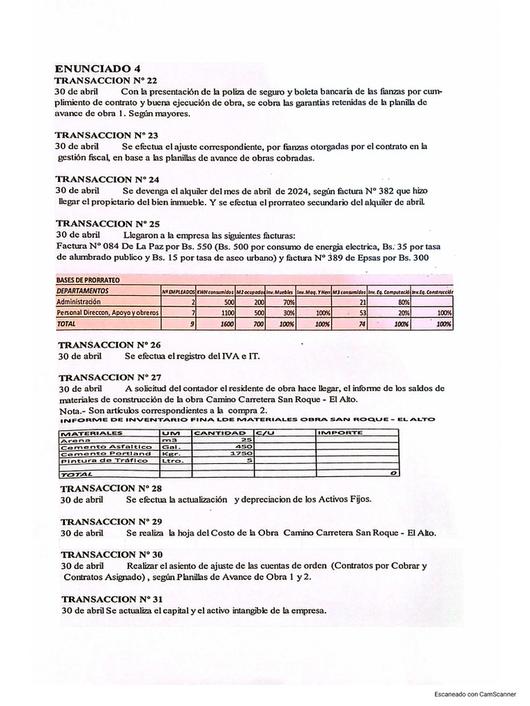 Enunciado 4 - Conta. Servicios | PDF