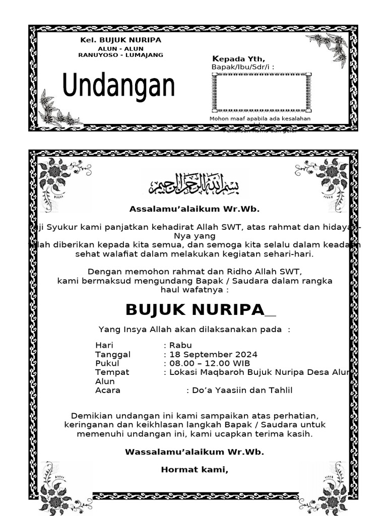 Undangan Haul Bujuk Nuripa 2024 | PDF