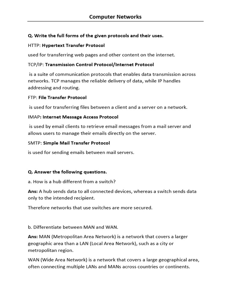 Computer Network Protocols and Types | PDF