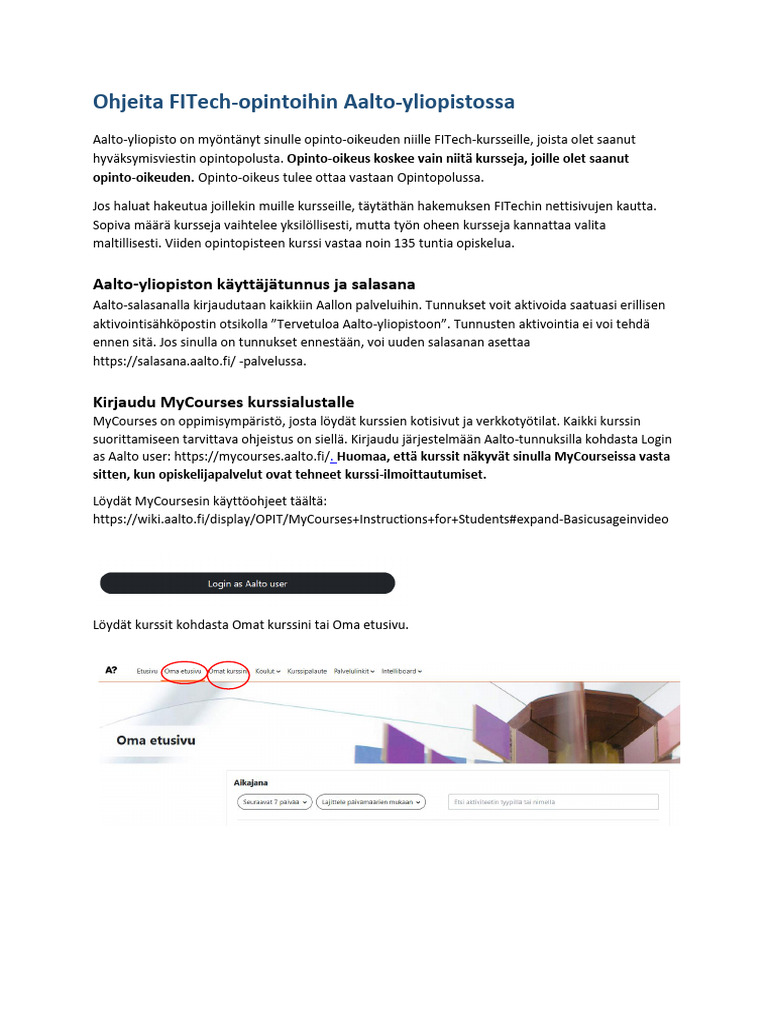 FITech Ohjeet Aalto FI | PDF