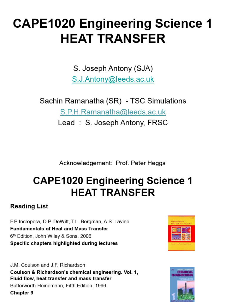 2023-CAPE1020 - Heat Transfer Handout | PDF | Heat Transfer | Reynolds ...