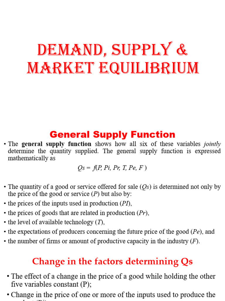 Demand, Supply & Mkt. Equ.-III | PDF | Supply (Economics) | Function (Mathematics)
