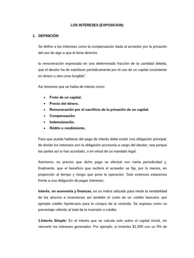 Definición y Tipos de Intereses Financieros | PDF | Interés | Pagos