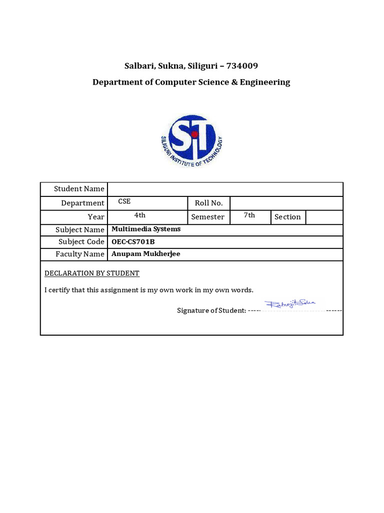 Ratnojit Saha Multimedia Systems | PDF | Data Compression | Rgb Color Model