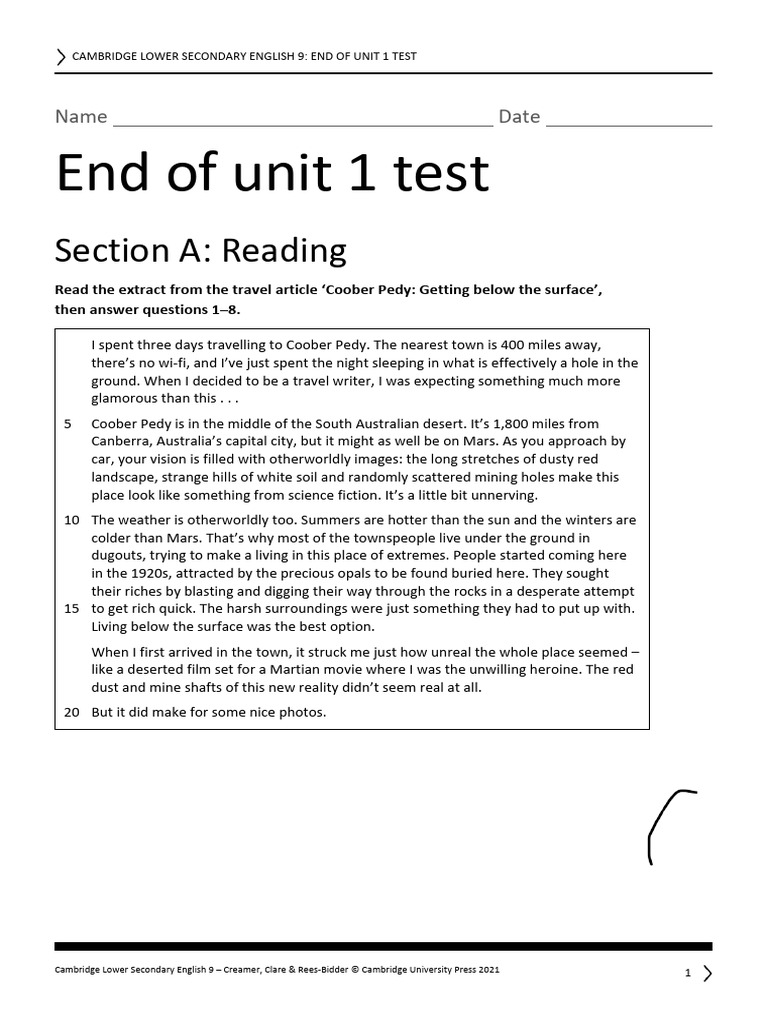 LS English 9 Unit 1 Test | PDF | Mars | Terrestrial Planets