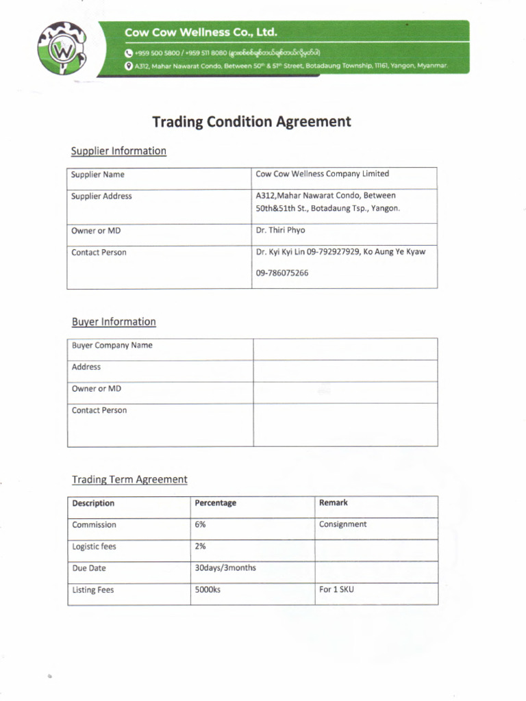 Trading Condition Agreement | PDF