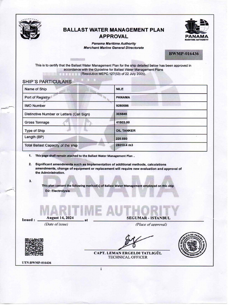 Ballast Water Manegement Plan | PDF