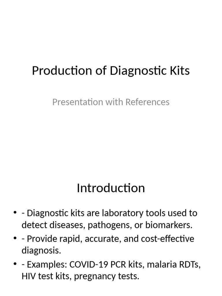Diagnostic Kit Production Overview | PDF