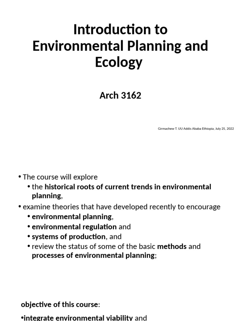 Environmental Planning and Ecology Course | PDF | Ecology | Sustainability