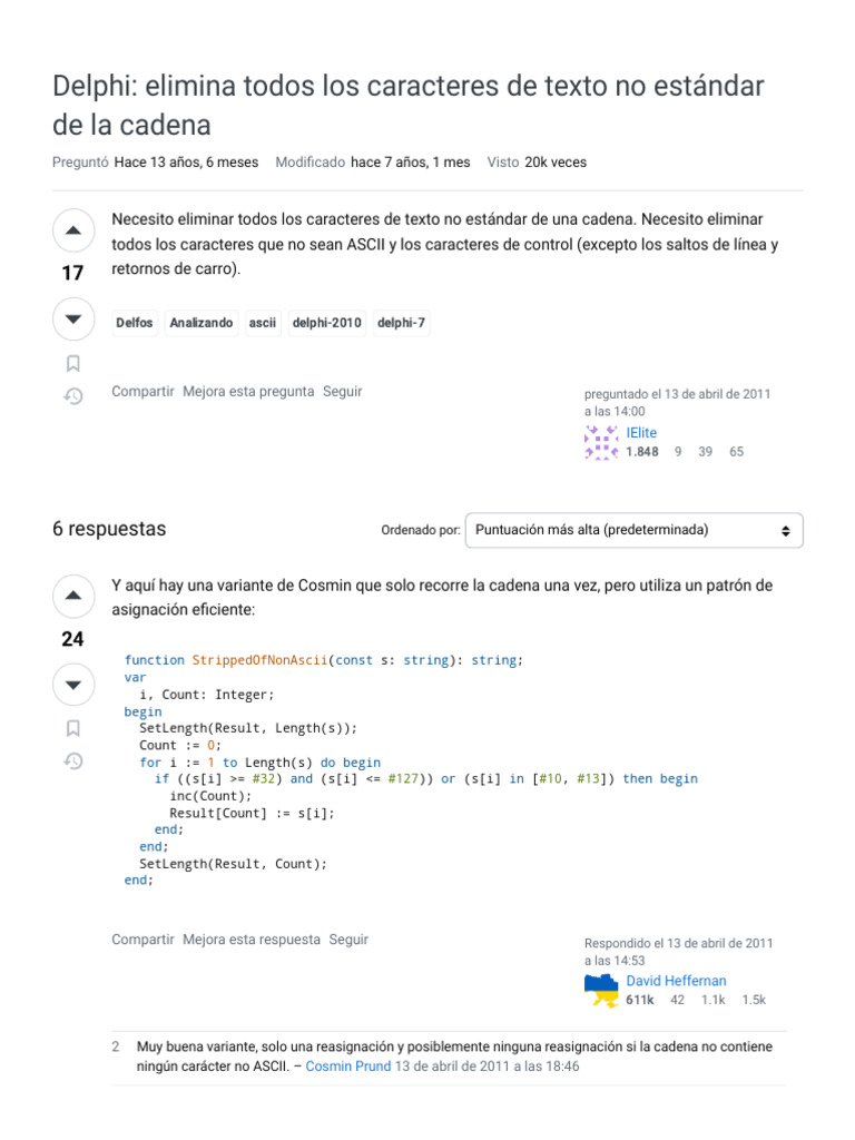 Análisis - Delphi - Eliminar Todos Los Caracteres de Texto No Estándar ...