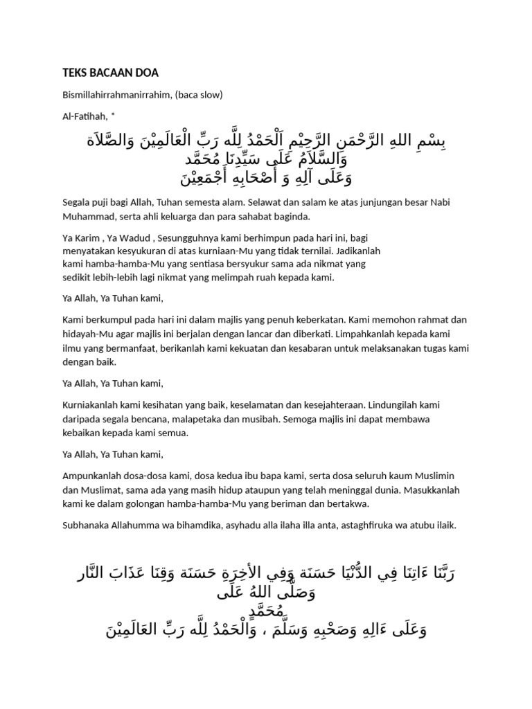 Teks Bacaan Doa Prs | PDF
