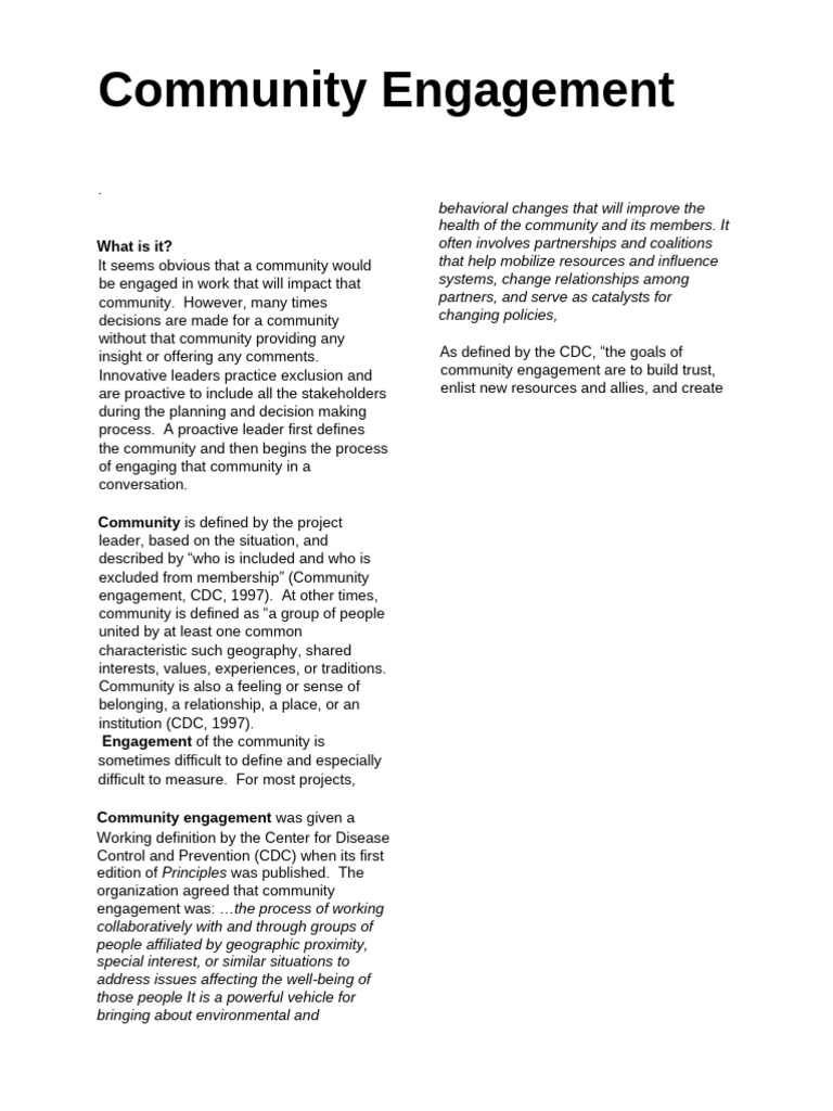 Community Engagement Handout | PDF | Community | Leadership