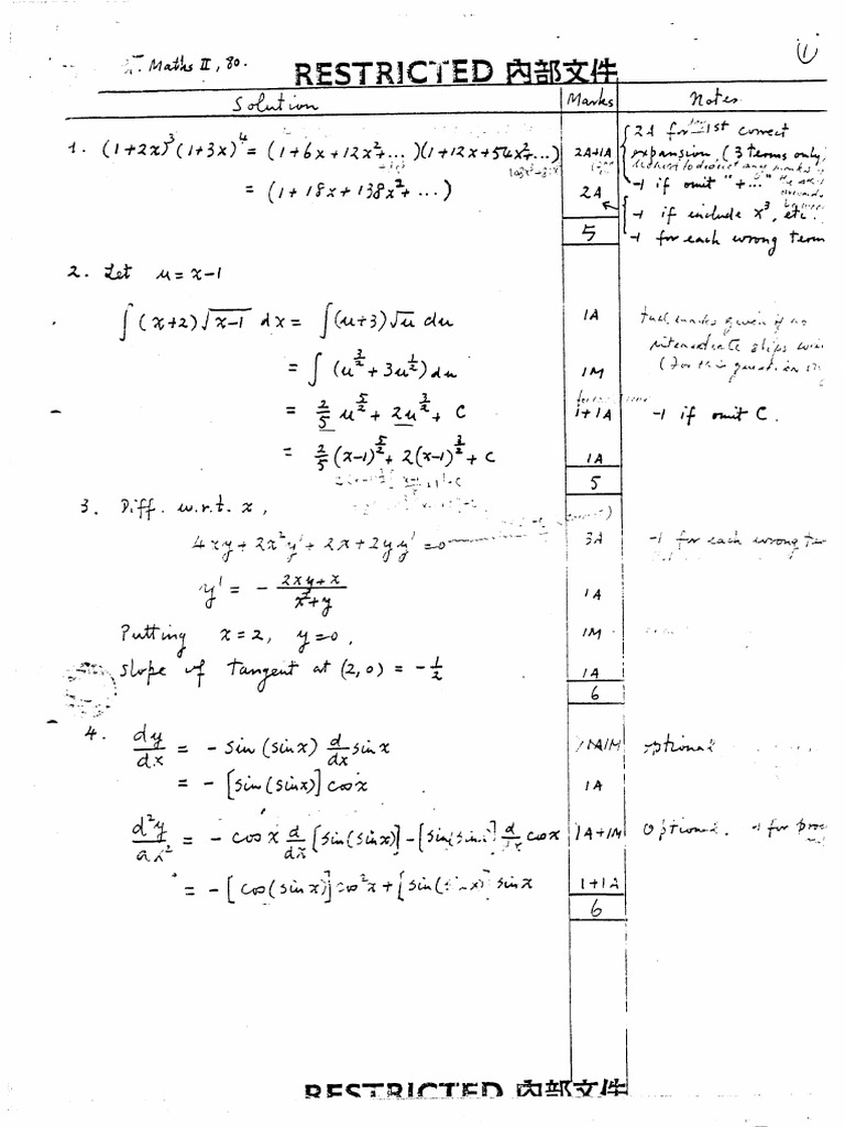 HKCEE AMath 1980 Paper 2 Marking | PDF
