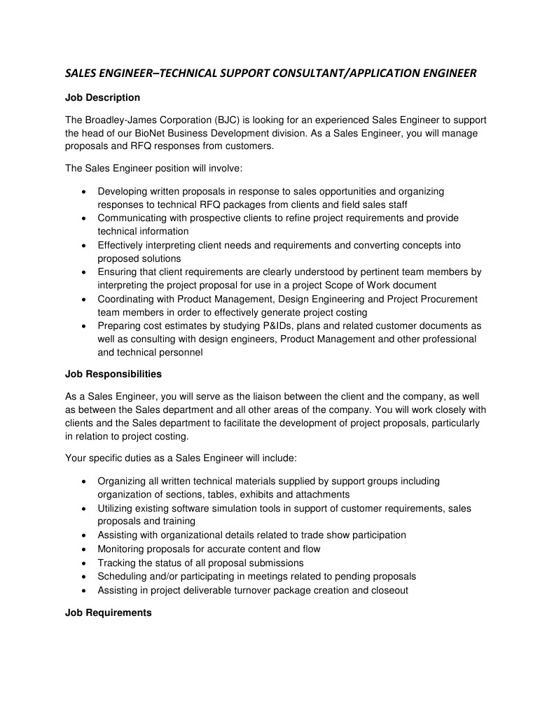 JobDesc SalesApplicationEngineer | PDF | Sales | Engineer