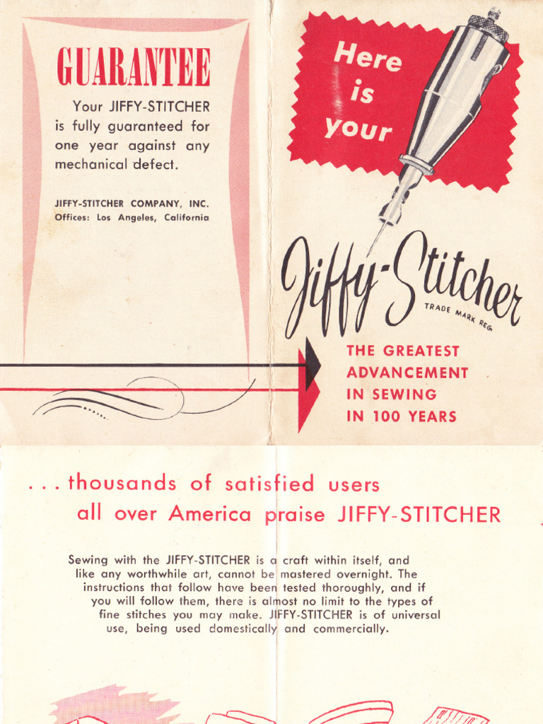 Jiffy Stitcher Basic Instructions | PDF | Fashion | Clothing