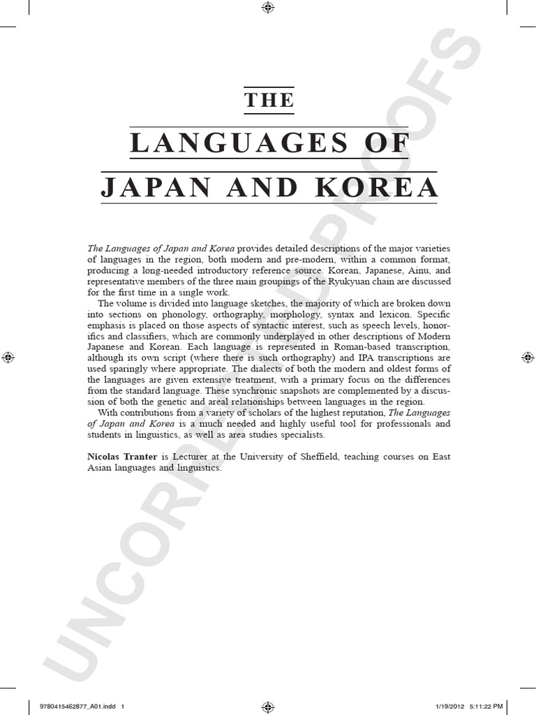 The Languages of Japan and Korea | PDF | Linguistics | Language Families