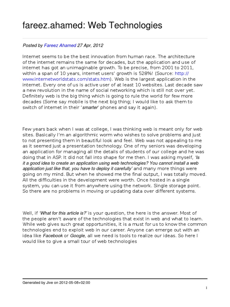 Web Technologies | PDF | Ajax (Programming) | Json