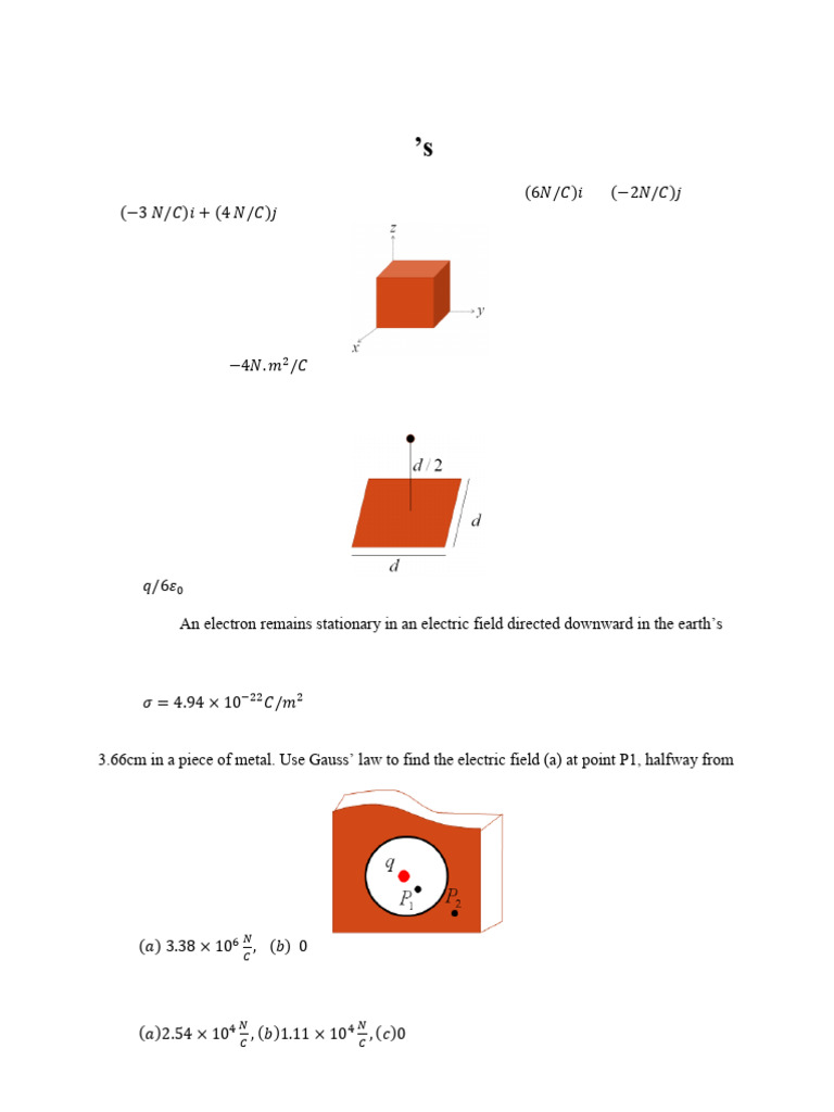 Practice Problems (Gauss Law) | PDF | Sphere | Electric Field