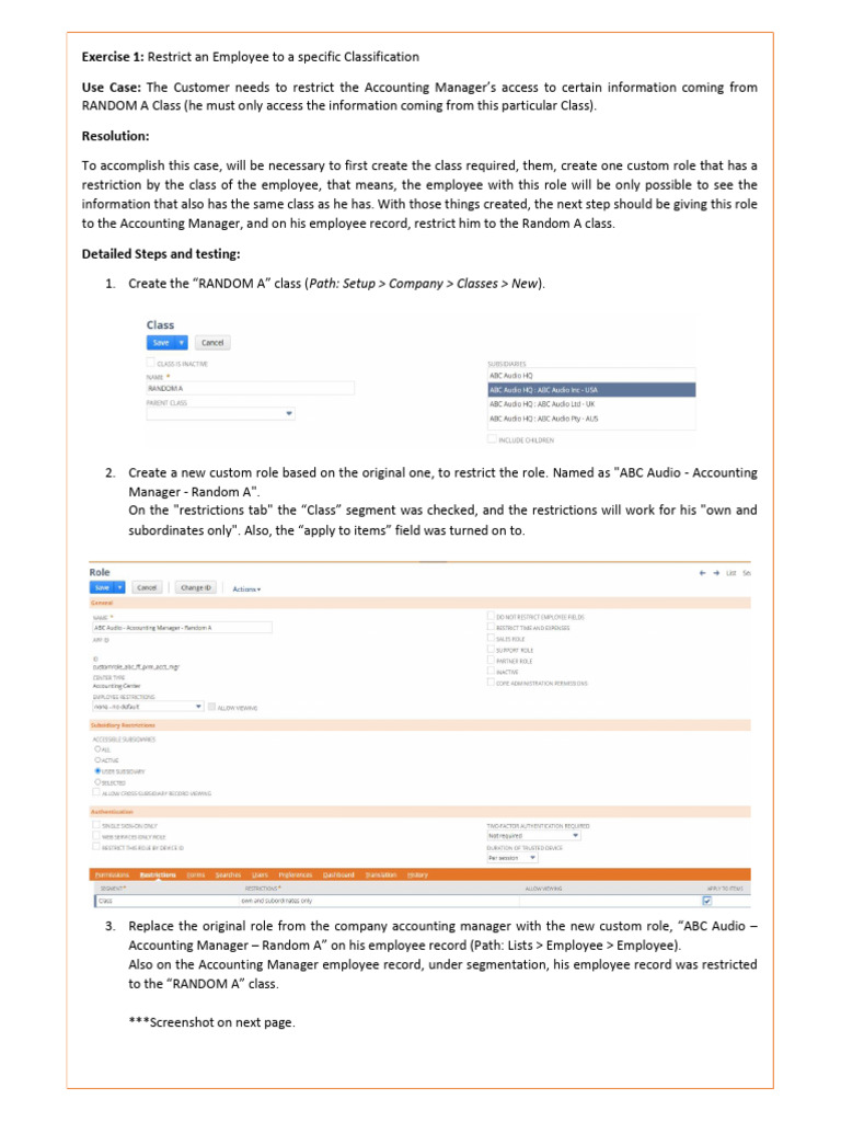 Restrict Employee Access by Class | PDF