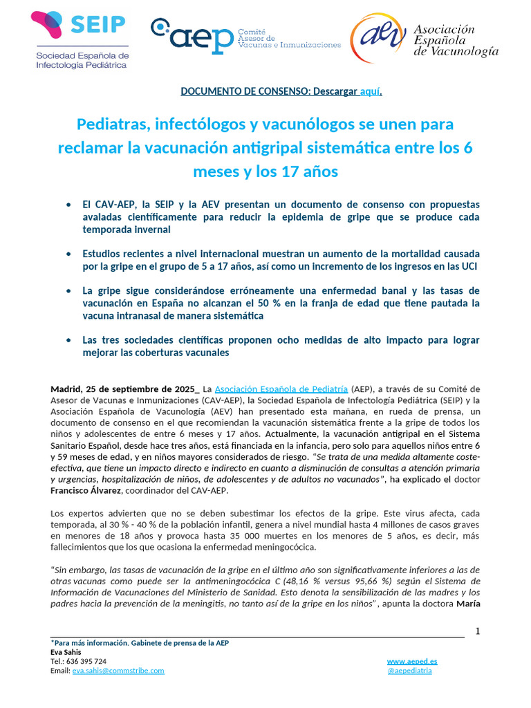 NDP Consenso Gripe Cav Aep Seip Aev | PDF | Influenza | Vacunación