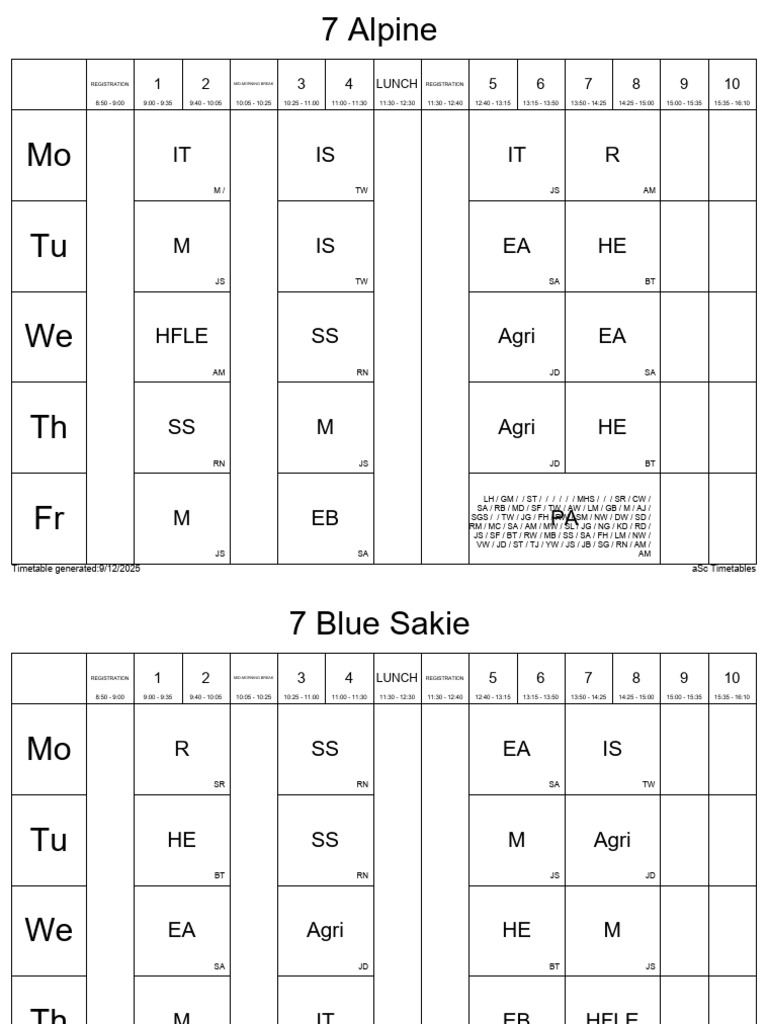 Class Timetable X | PDF