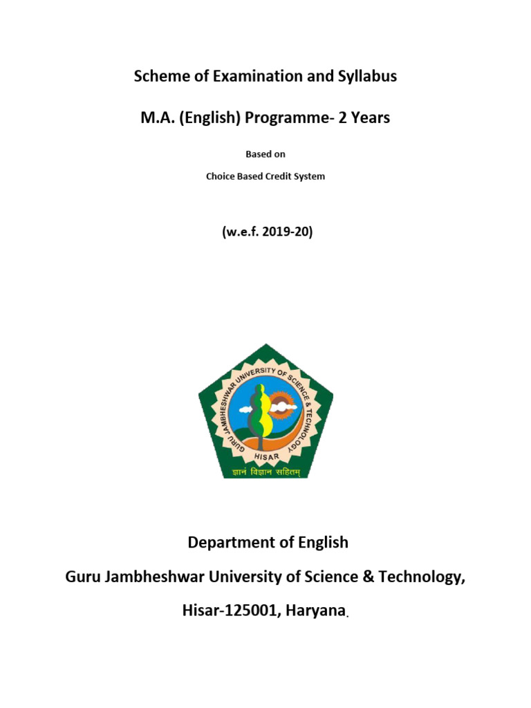 M.A. English Syllabus & Exam Scheme | PDF | English Literature ...