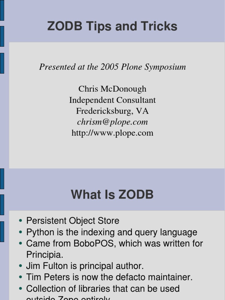 Chris McDonough-ZODB Tips and Tricks | PDF | Database Transaction | Databases