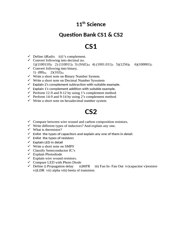 11th Science Question Bank UT1 | PDF