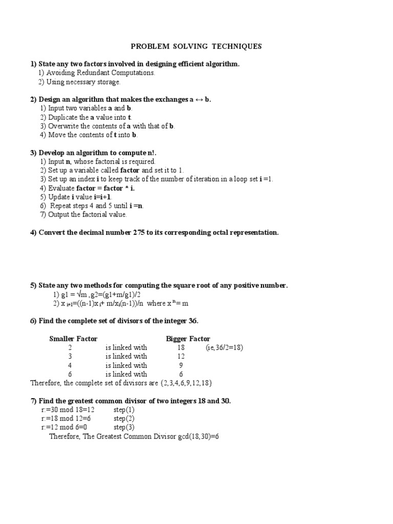 Problem Solving Techniques | PDF | String (Computer Science) | Algorithms