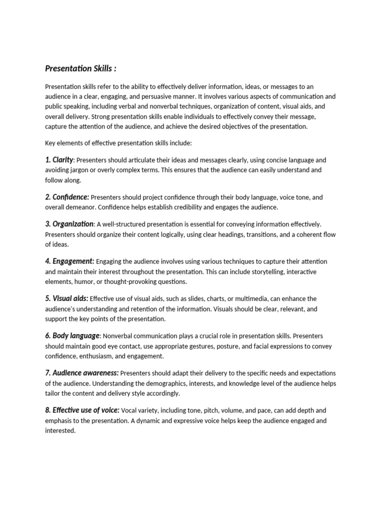 Presentation Skills | PDF | Body Language | Nonverbal Communication
