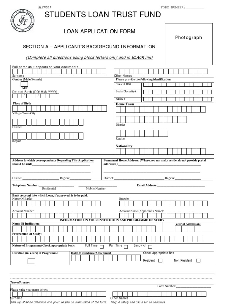 SLTF FORM | Guarantee | Loans