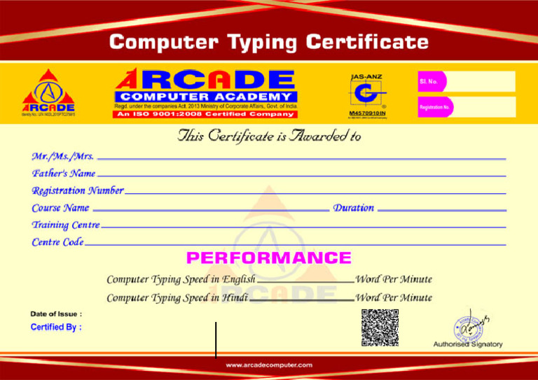 Vicky Typing Certificate | PDF