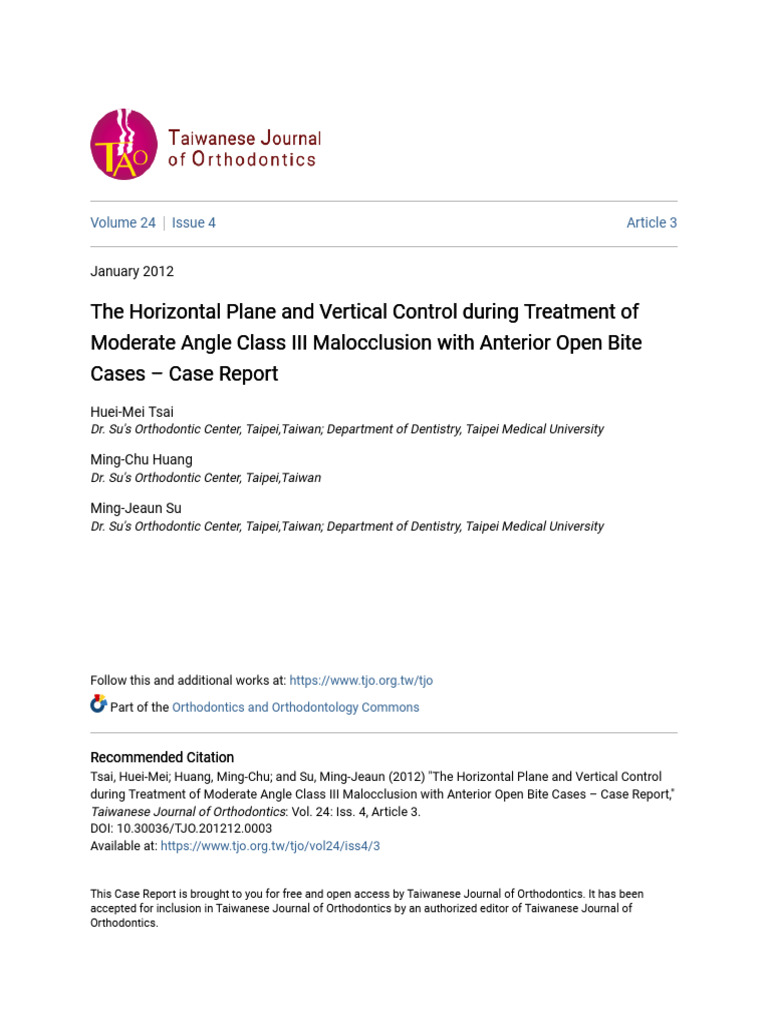 The Horizontal Plane and Vertical Control During Treatment of Mod | PDF ...