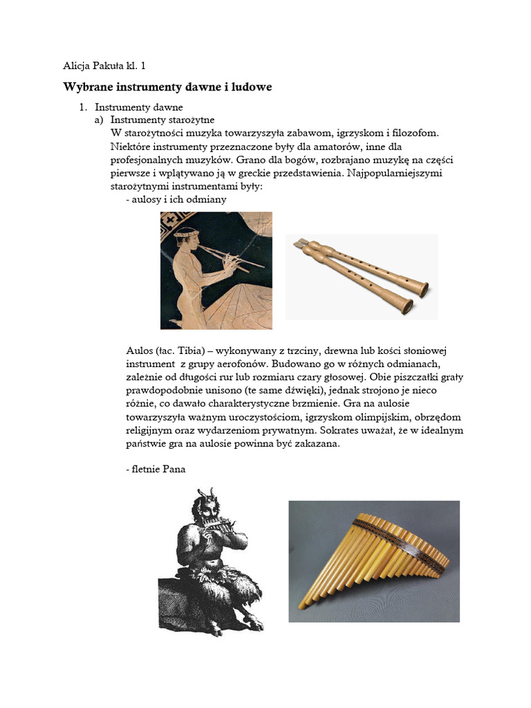 Instrumenty Dawne (Nauka o Muzyce) | PDF