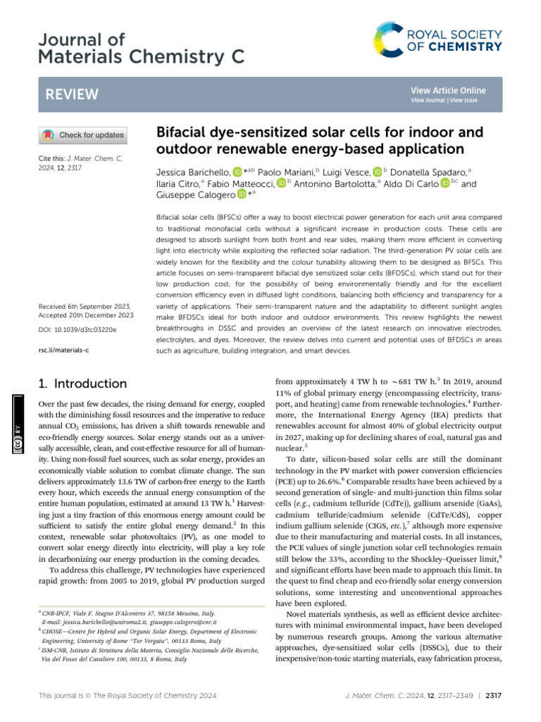 Bifacial Dye-sensitized Solar Cells for Indoor and Outdoor Renewable ...