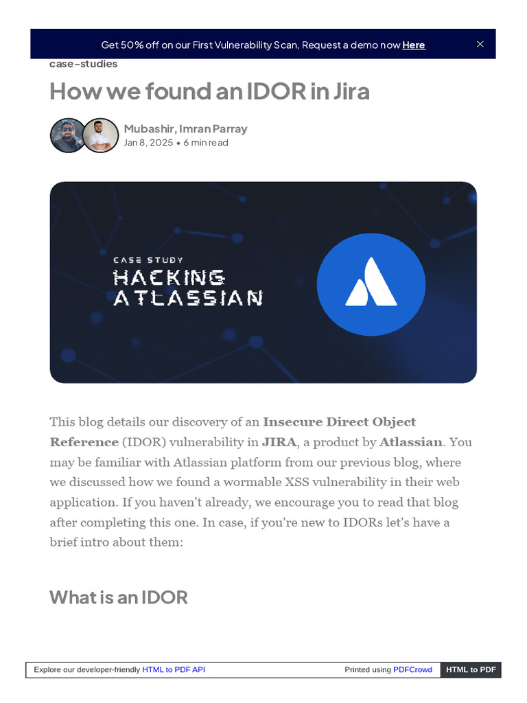 Blog Snapsec Co Idor in Jira Atlassian | PDF | Computer Security | Security