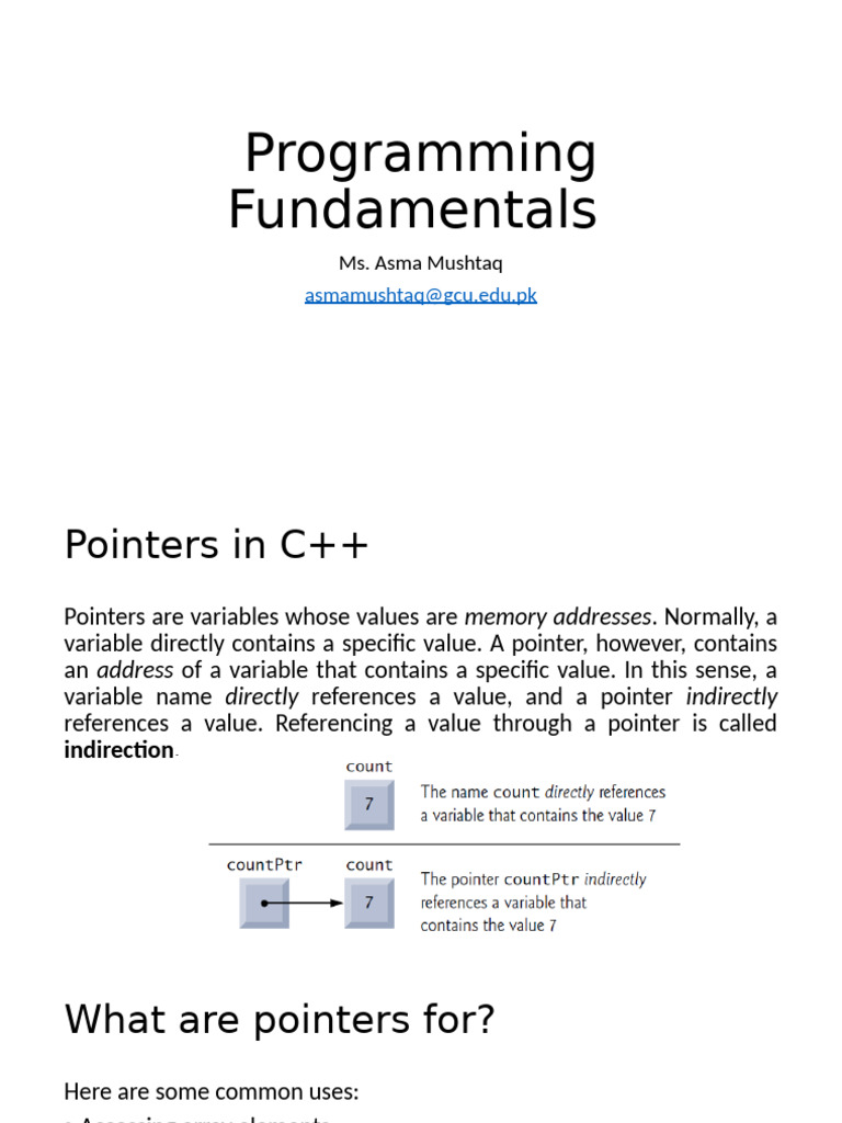 Lecture About Pointers | PDF | Pointer (Computer Programming) | Integer (Computer Science)