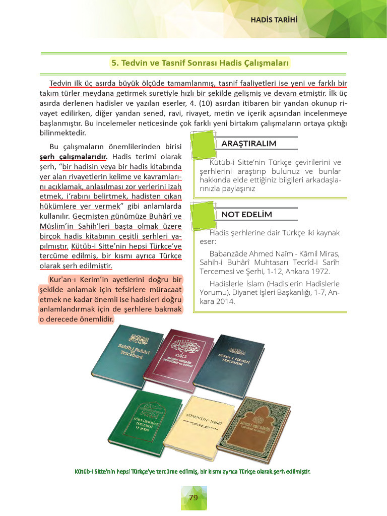 03-05 Tedvin Ve Tasnif Sonrası Hadis Çalışmaları Sf.79 | PDF
