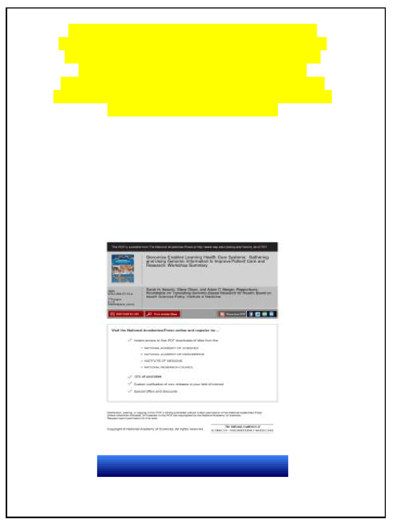Genomics Enabled Learning Health Care Systems Gathering and Using ...