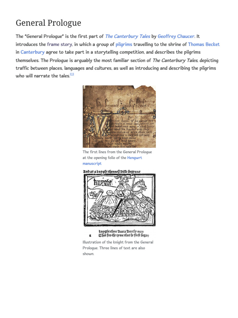 General Prologue - Wikipedia | PDF | Middle English Poems | Geoffrey ...