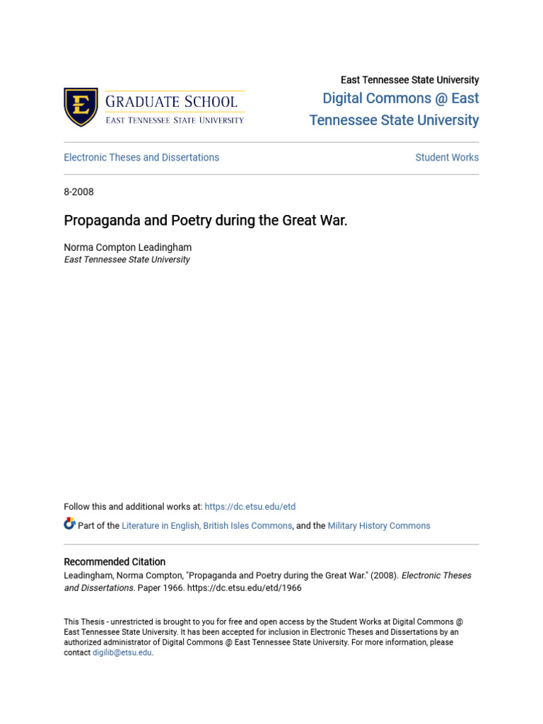 Propaganda and Poetry During The Great War. | PDF | Battle Of The Somme ...