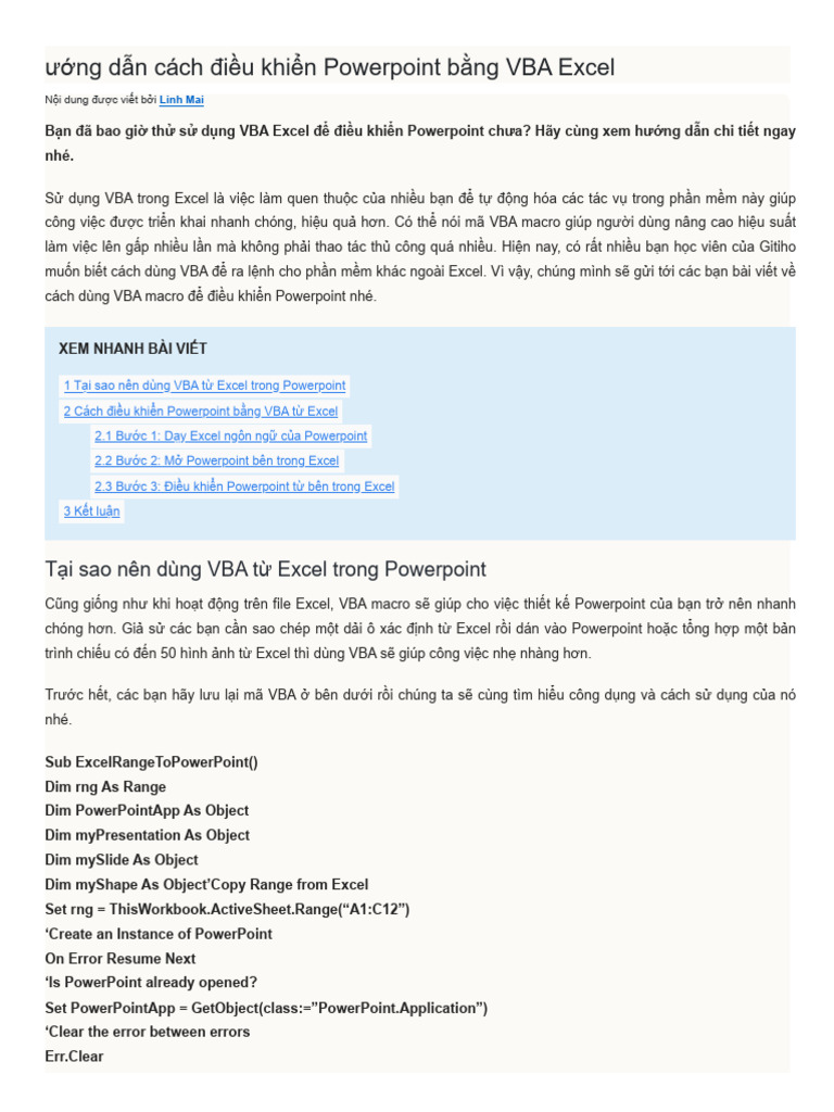 Hướng Dẫn Cách Điều Khiển Powerpoint Bằng VBA Excel | PDF