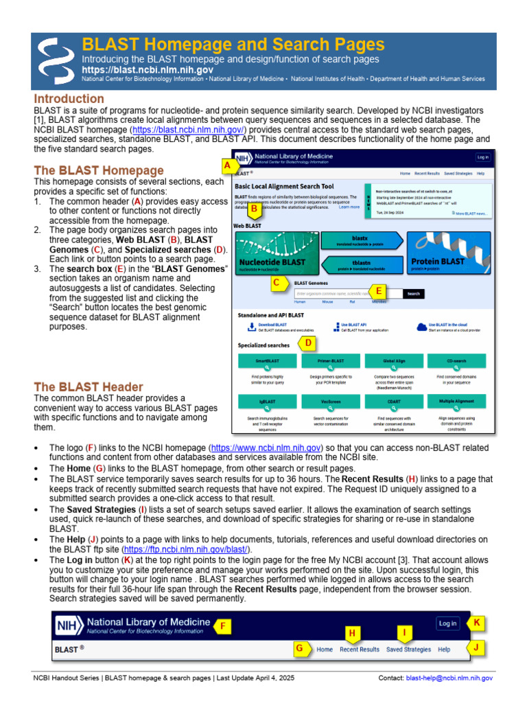 Using the BLAST Homepage Effectively | PDF | National Center For ...
